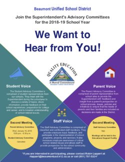 CHANGE TO MEETING START TIME: Superintendent Parent Advisory Committee ...